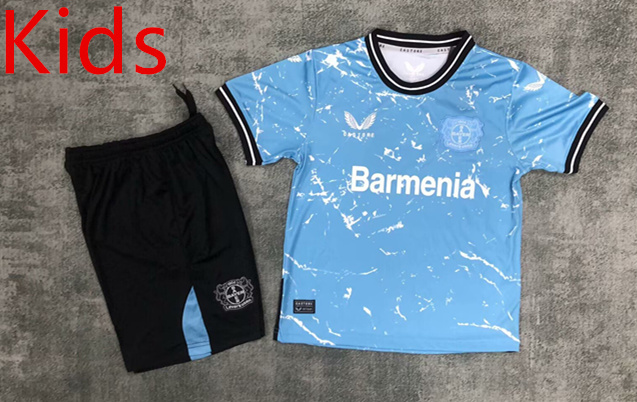 2024-2025 Bayer 04 Leverkusen Away Blue Kid/Youth Soccer Uniform-0499 ...