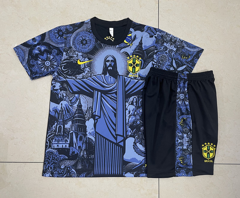 2024-25 Brazil Blue Shorts-Sleeve Thailand Soccer Tracksuit Uniform-815 ...