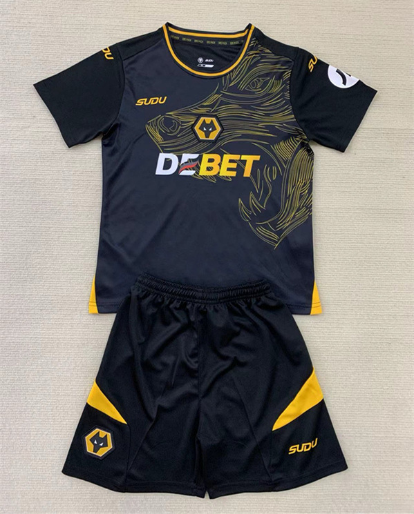 2024-2025 Wolverhampton Wanderers Away Black Soccer Uniform-AY ...